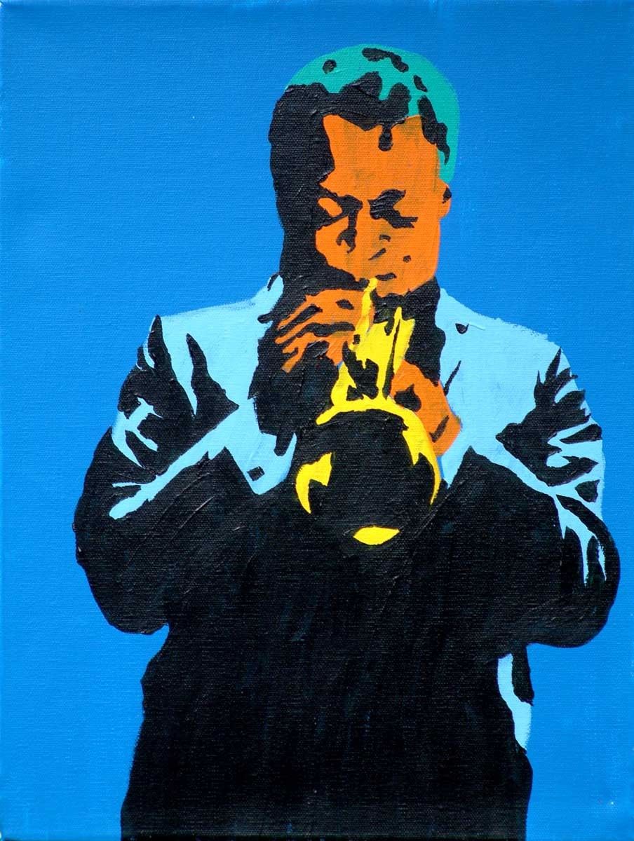Pop Art Miles 1960 On Blue Painting IPaintingsforsale Pop Art Miles 1960 On Blue Painting IPaintingsforsale
